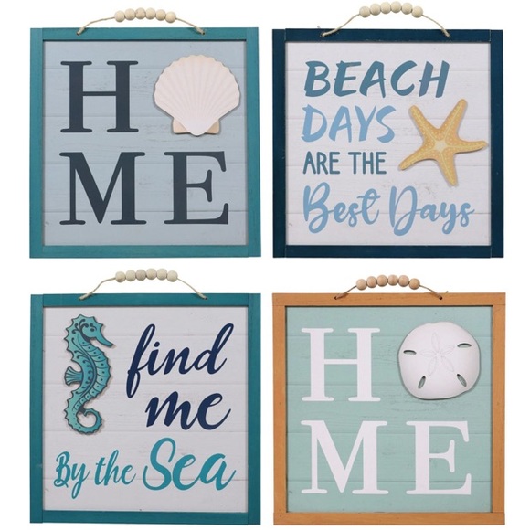 Wall Decor | Nwt Teal Blue Wooden Framed Find Me By The Sea Home Decor ...